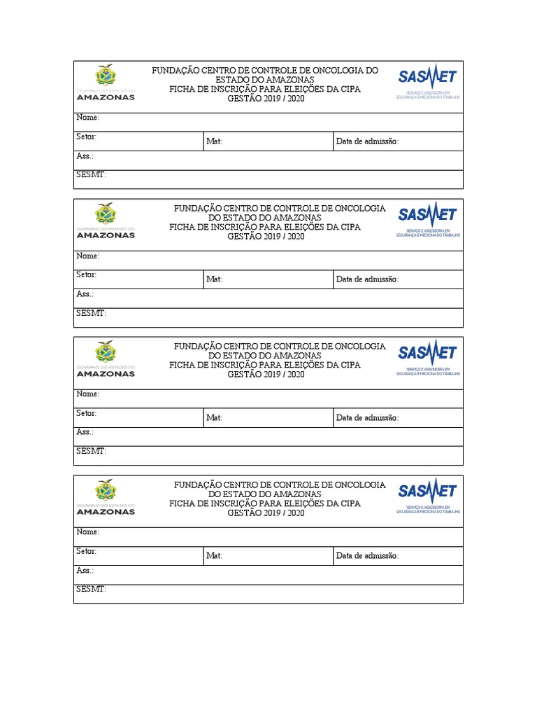 Modelo Ficha de Inscrição | PDF
