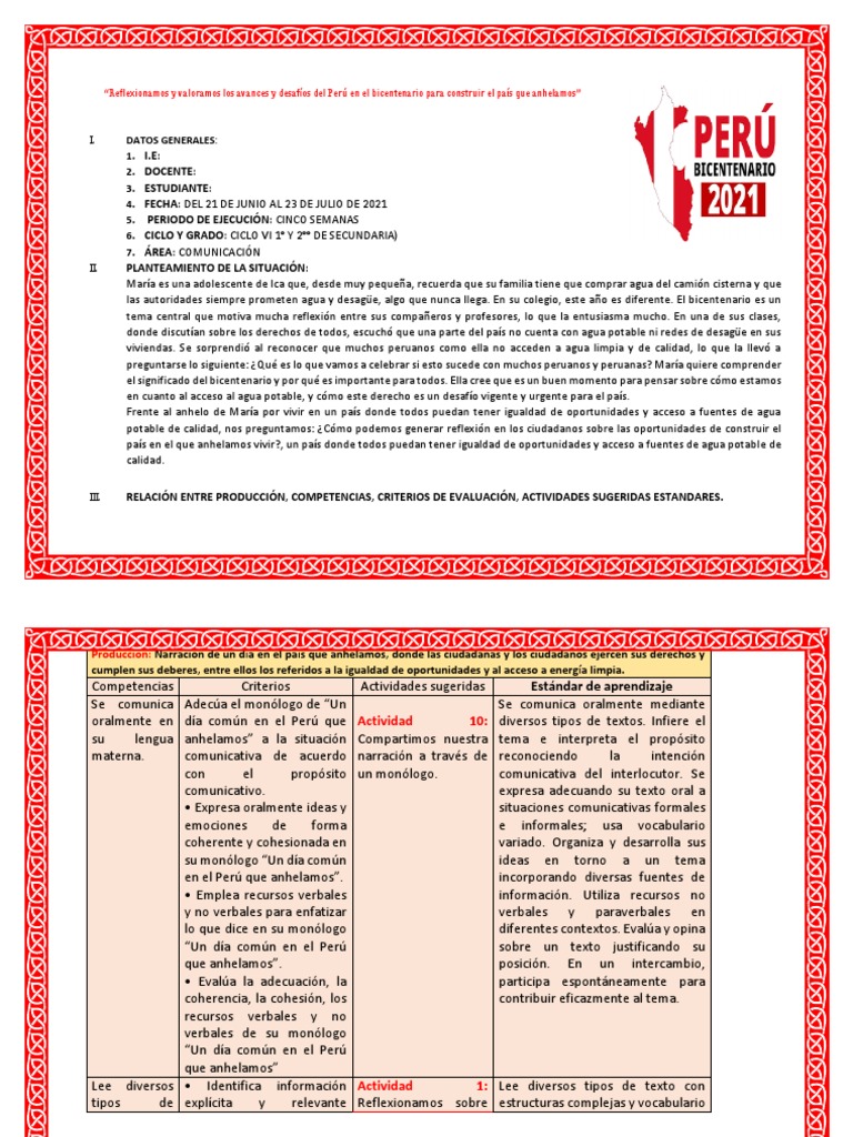 1 Y2 Comu - Exp, 4 PDF | PDF | Narración | Perú