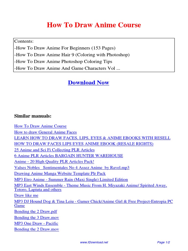 Beginner's Guide to Drawing Anime | PDF