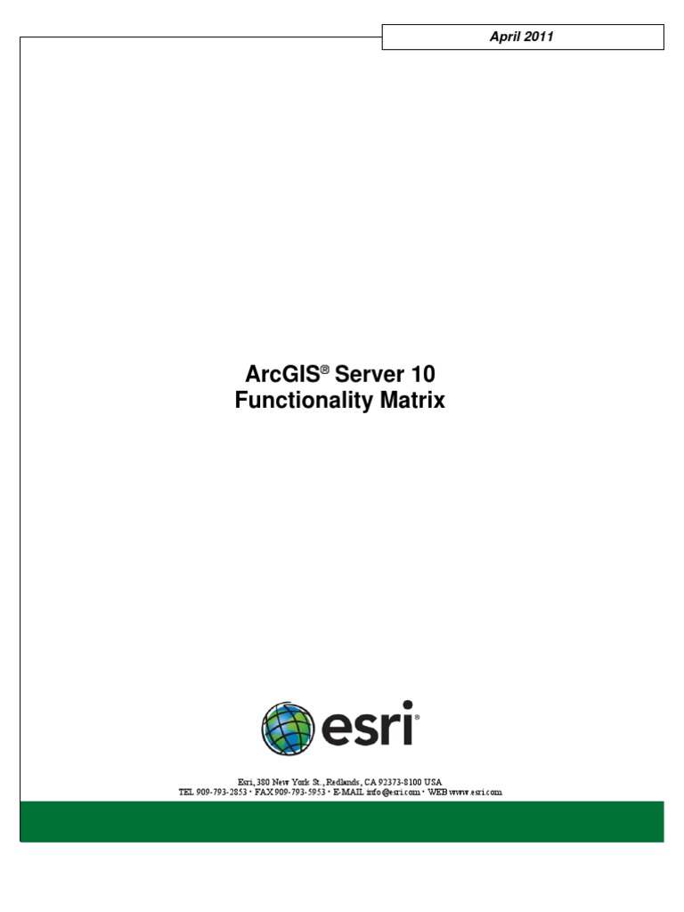 1 Arcgis Server Functionality Matrix | PDF | Arc Gis | Esri