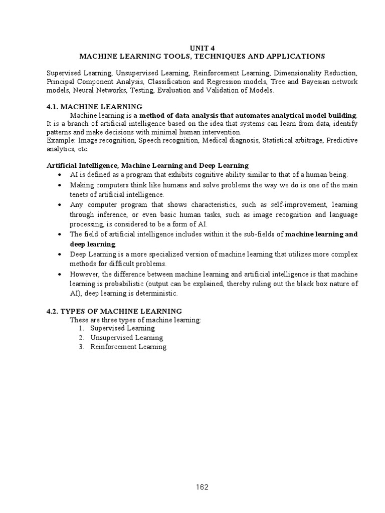 Unit 4 Machine Learning Tools, Techniques and Applications | PDF | Principal Component Analysis ...