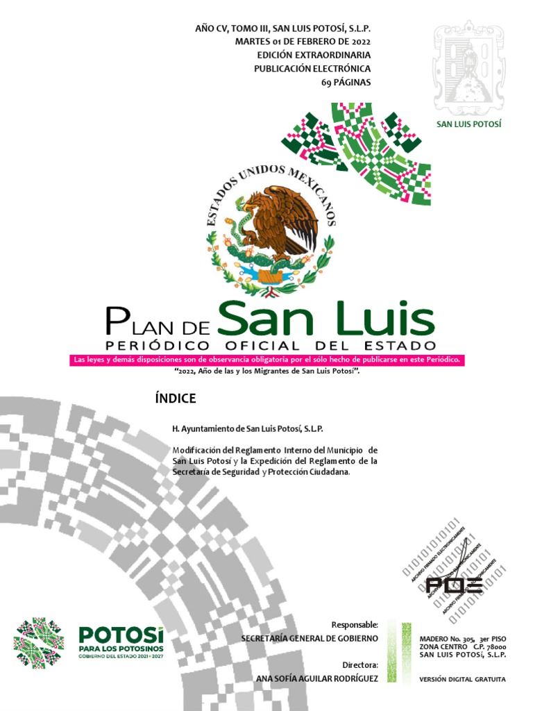 SLP Capital Reforma Reglamento Interno Municipio y Expedicion ...