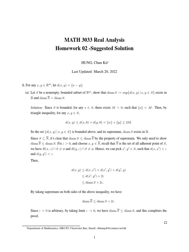 Homework 2 - Solution PDF | PDF | Limit (Mathematics) | Mathematics