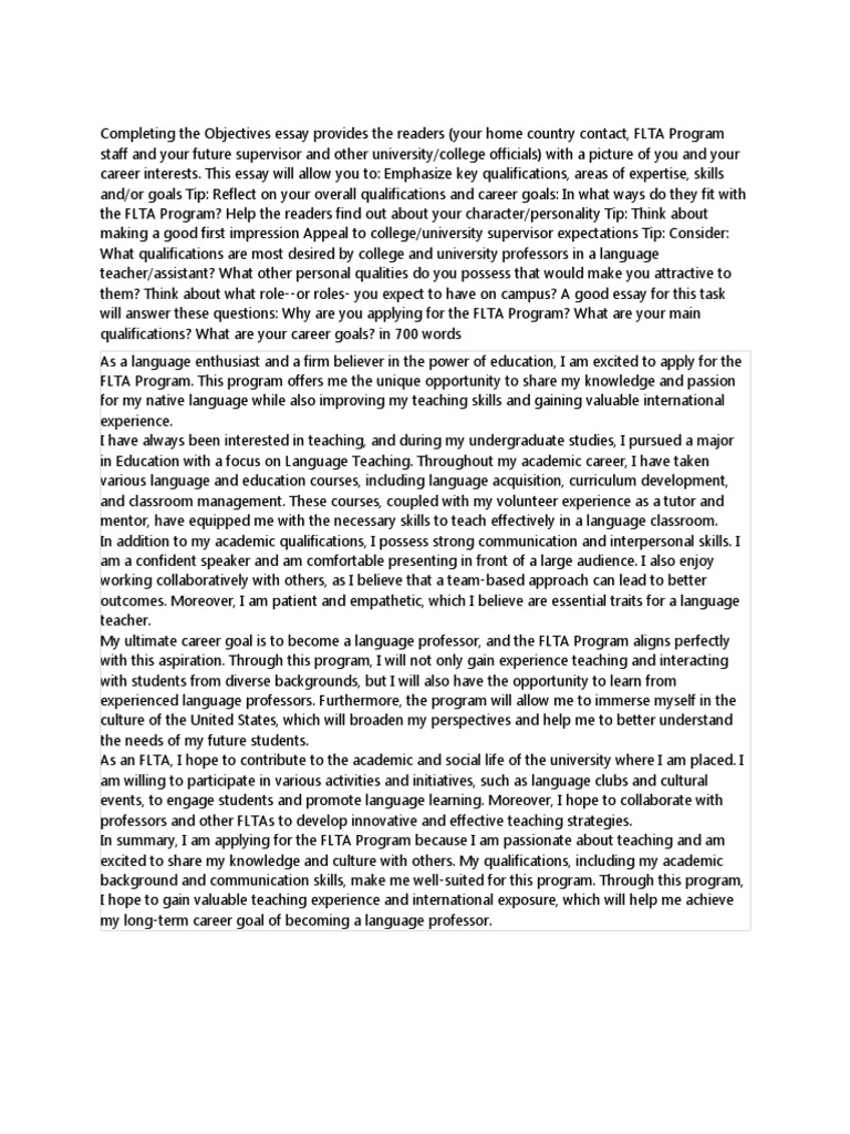 Completing The Objectives Essay Provides The Readers | PDF | Teachers ...