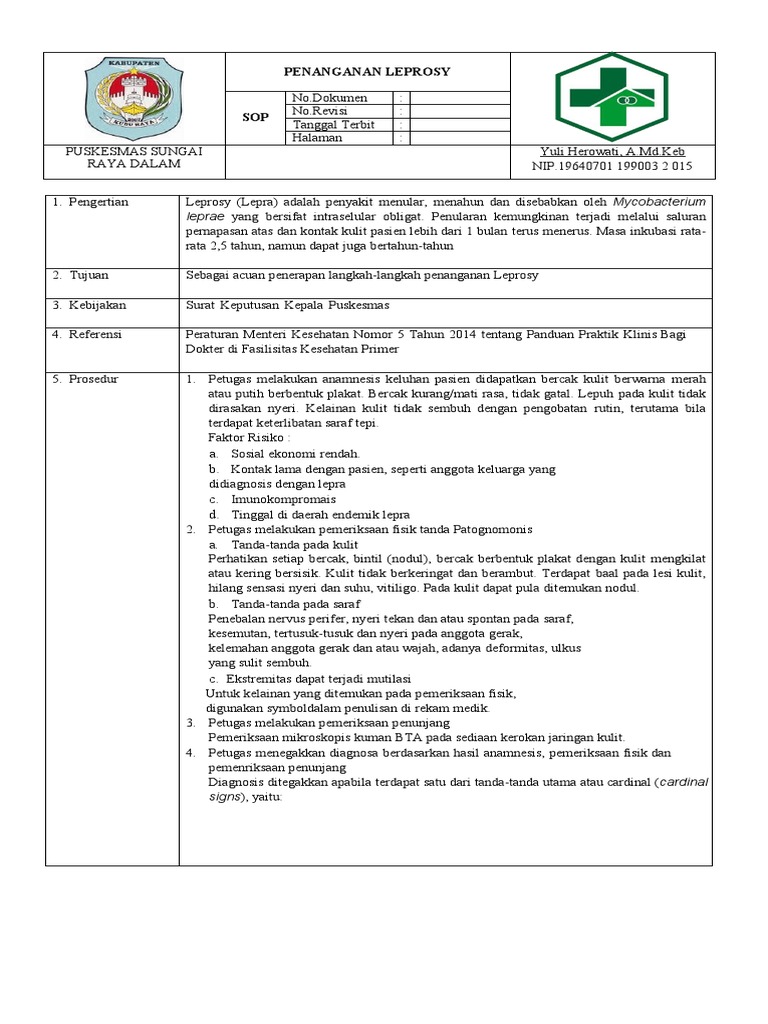 Sop Pelayanan Kusta | PDF