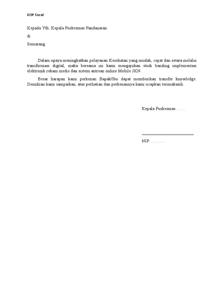 Permohonan Studi Banding - DR Riyana - DR Elsa | PDF Permohonan Studi Banding - DR Riyana - DR Elsa | PDF