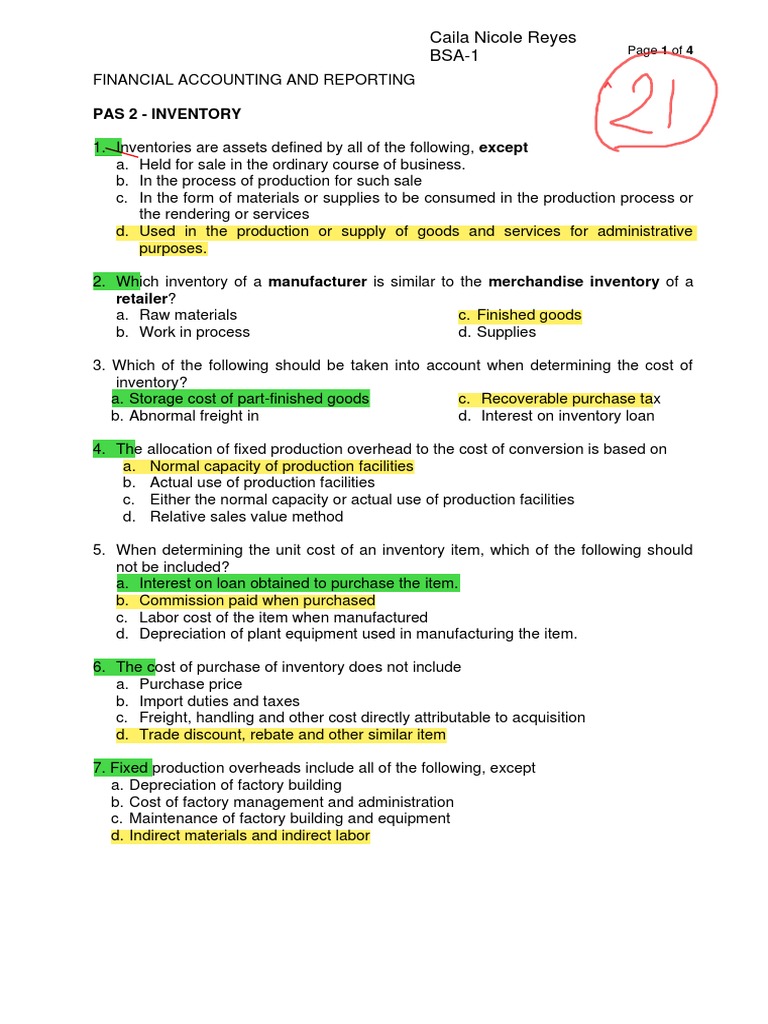 Quiz Inventory Theory Pdf Inventory Cost