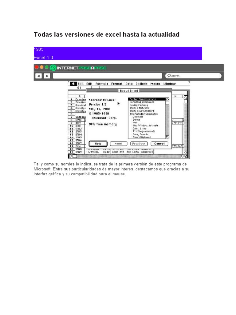 Excel - Evolución | PDF | Microsoft Excel | Microsoft Windows