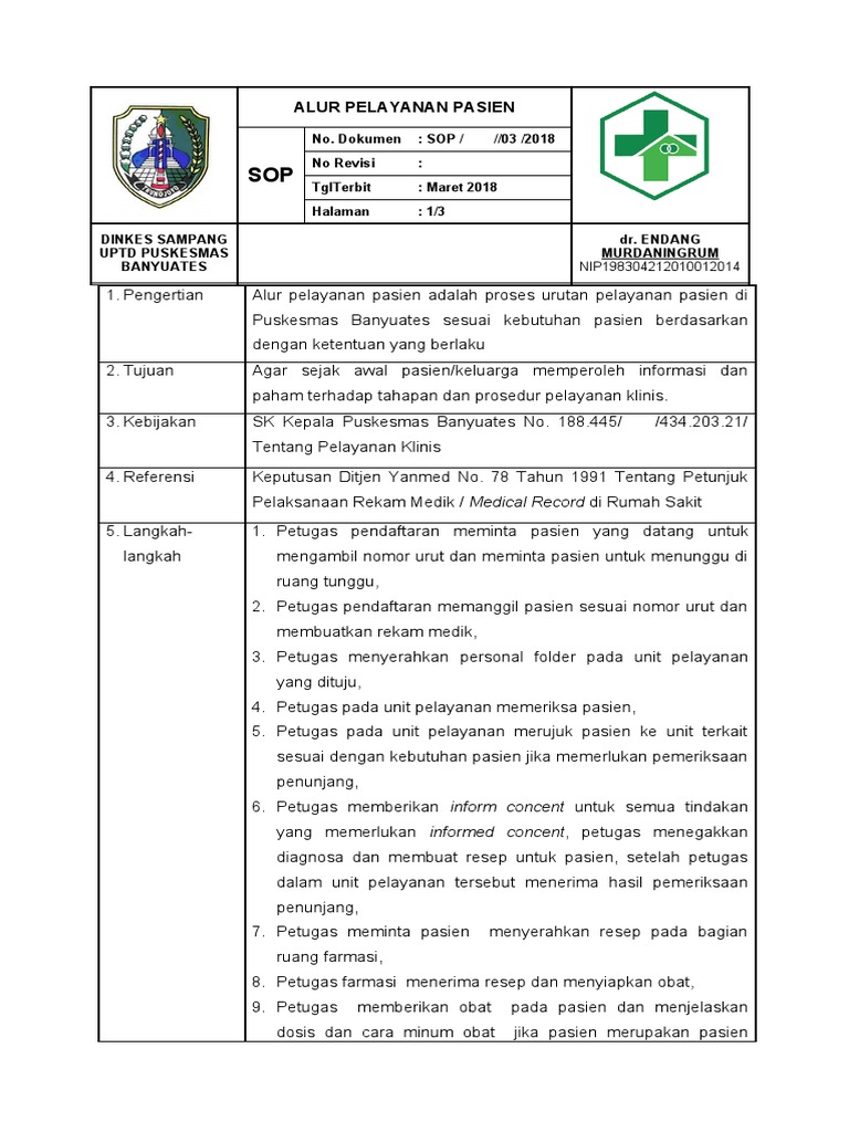 Sop Alur Pelayanan Pasien | PDF