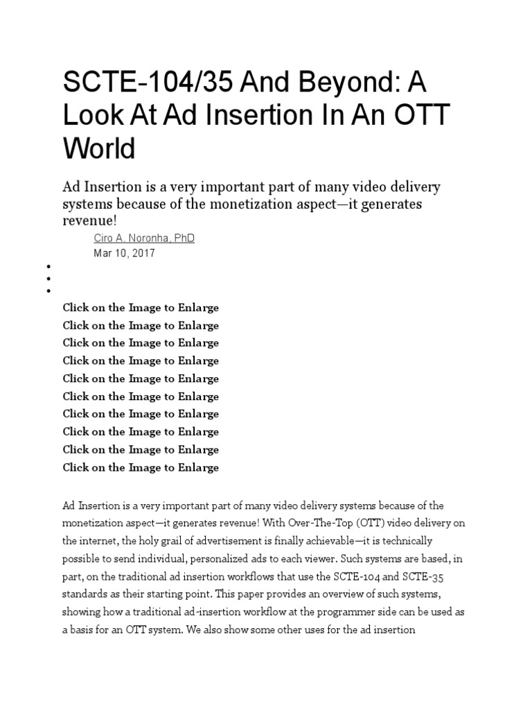 Scte 35 | PDF | Streaming Media | Dynamic Web Page