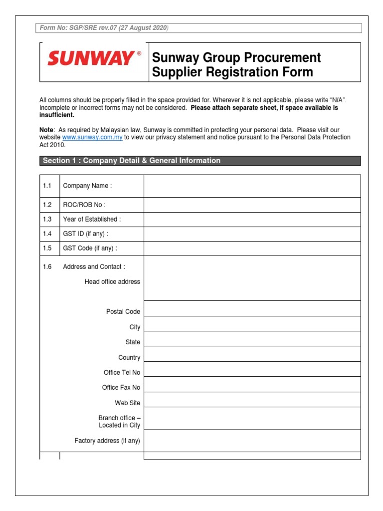 Supplier Registration Form With Sustainability 22apr2021 | PDF | Iso 9000 | Audit