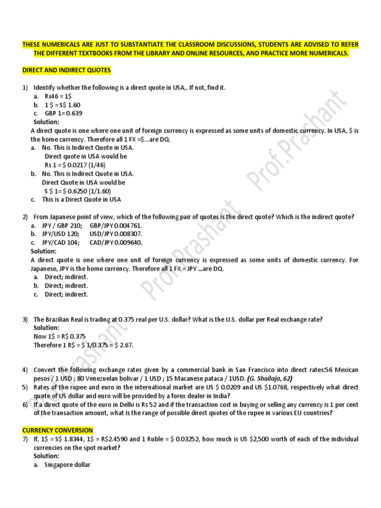 IFM Numericals Solutions Christ 2023 | PDF | Exchange Rate | Purchasing Power Parity