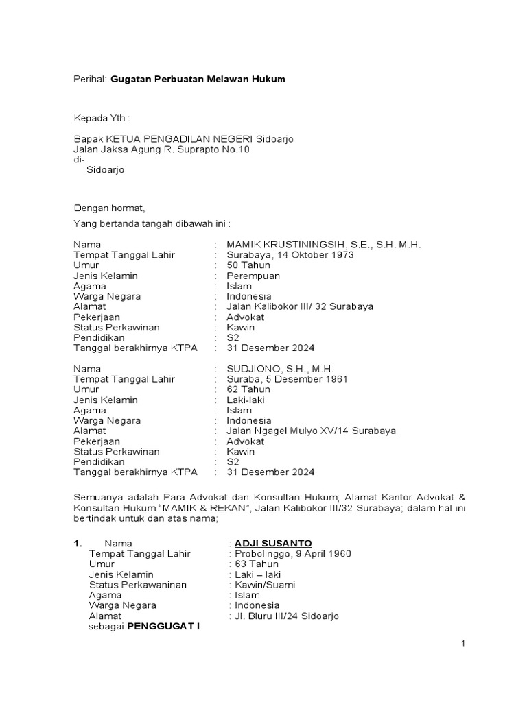 Gugatan PMH Terhadap PT. Prima Bank | PDF