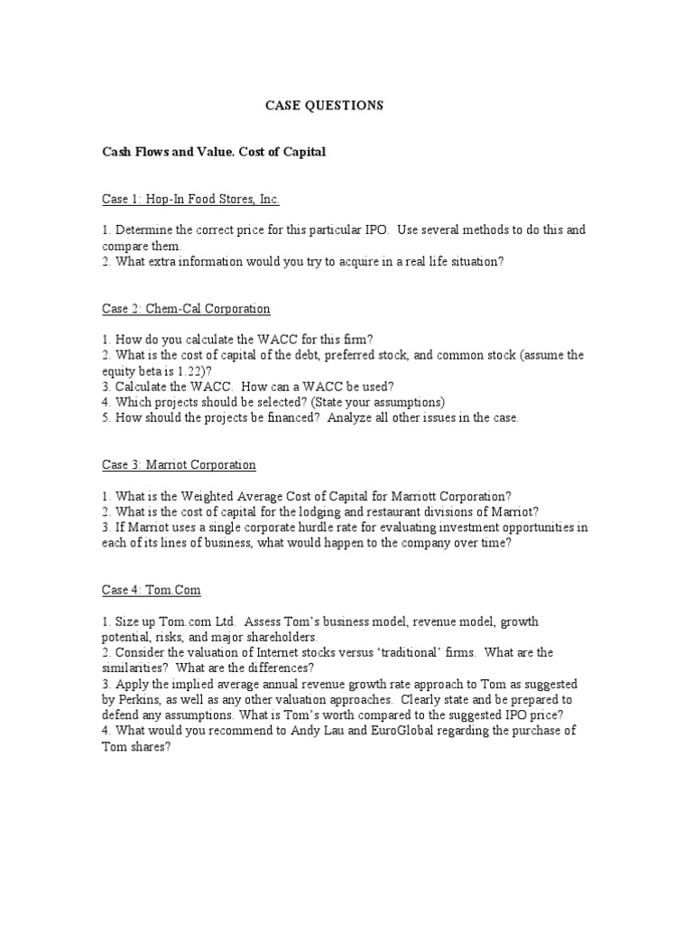 Case Questions | PDF | Cost Of Capital | Stocks