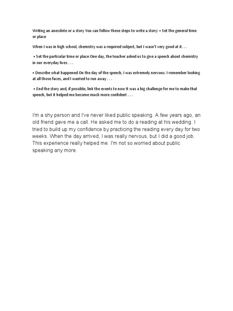 Writing An Anecdote or A Story You Can Follow These Steps To Write A ...