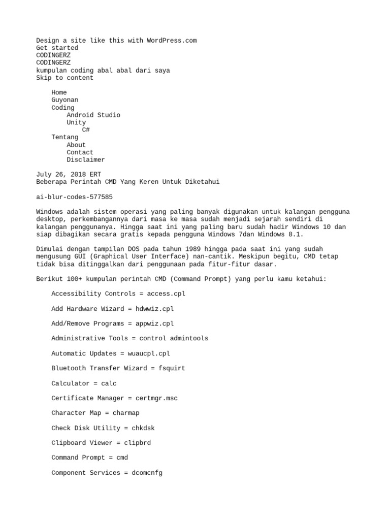 Beberapa Perintah CMD Yang Keren Untuk Diketahui | PDF