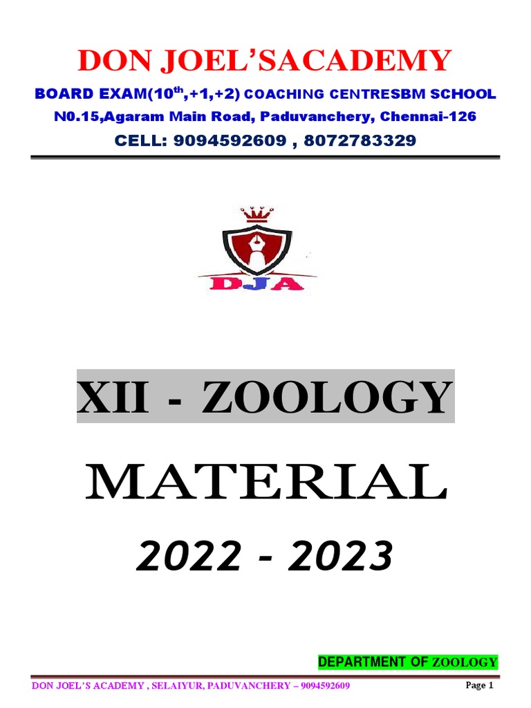 12th Zoology Unit 1 Study Material English Medium | PDF | Reproduction ...
