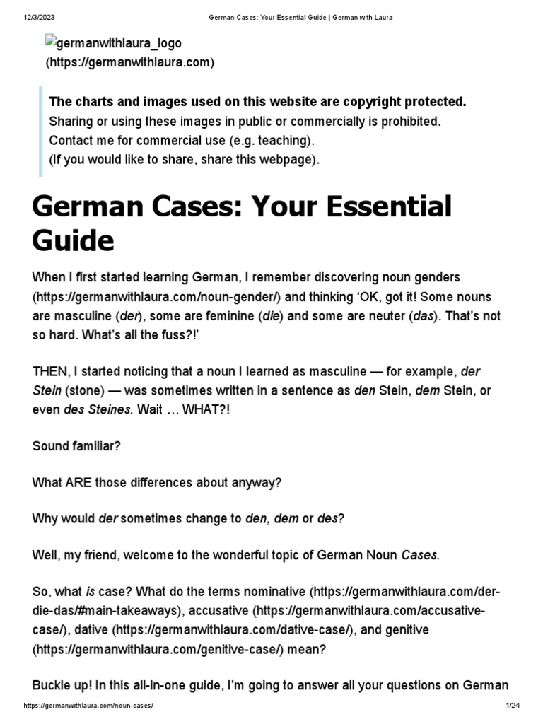 German Cases - Your Essential Guide - German With Laura | PDF ...