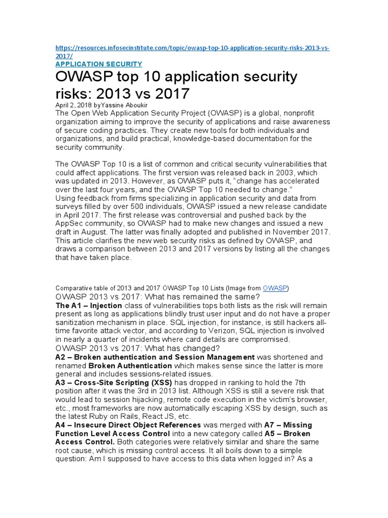 Sesion 03 - 02 - Top 10 2017 Vs 2013 - Infosec Articulo de 2018 | PDF ... Sesion 03 - 02 - Top 10 2017 Vs 2013 - Infosec Articulo de 2018 | PDF ...