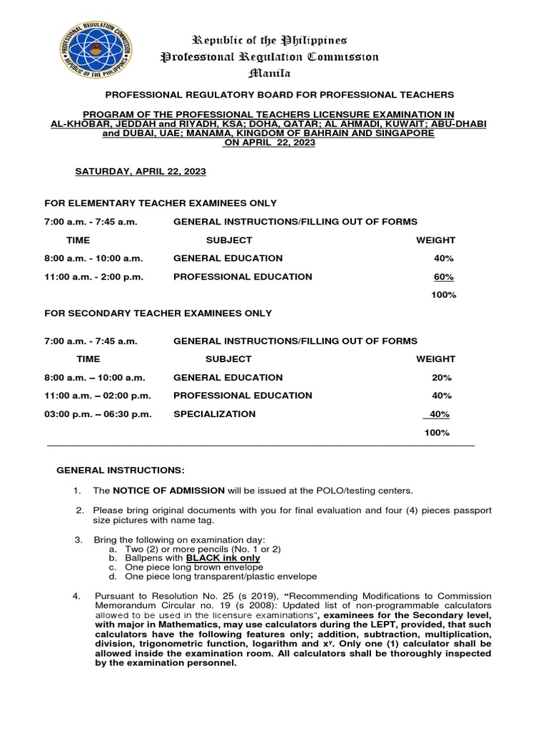 2023 Licensure Exam for Teachers Program | PDF | Information And ...