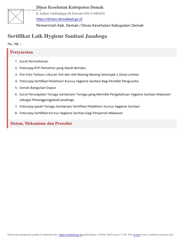 Contoh Sertifikat Hygiene Sanitasi | PDF