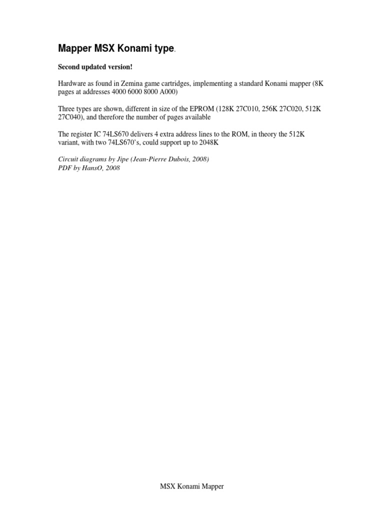 MapperMSXKonami PDF | PDF | Computers