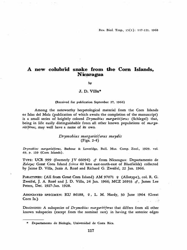 New Colubrid Snake from Nicaragua | PDF | Anatomical Terms Of Location ...