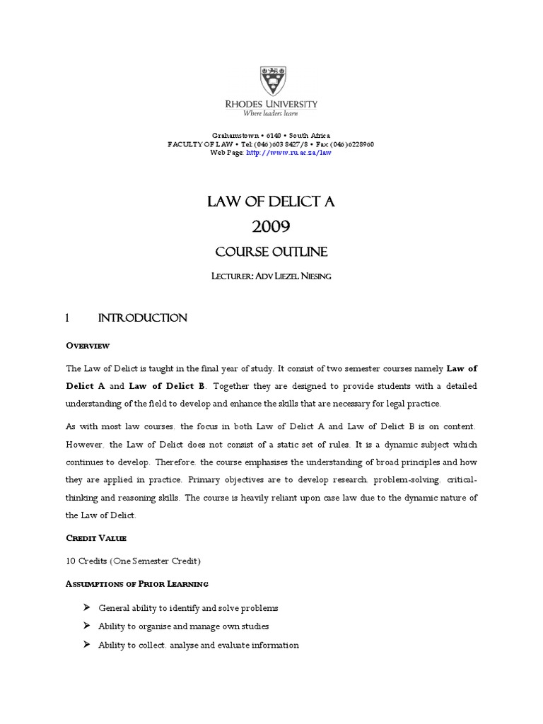 Law, Of, Delict | PDF | Common Law | Justice