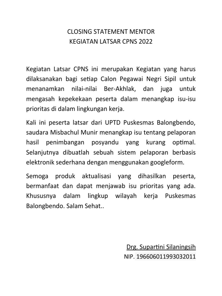 Closing Statement Mentor | PDF
