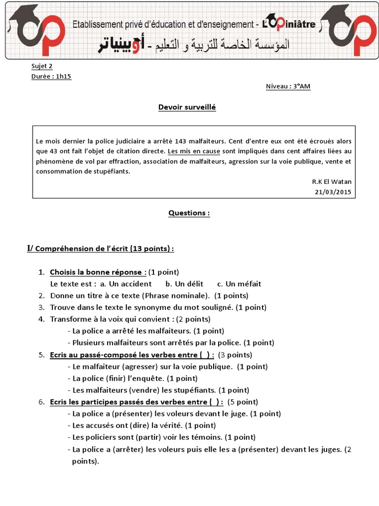 Dzexams 3am Francais 472263 | PDF