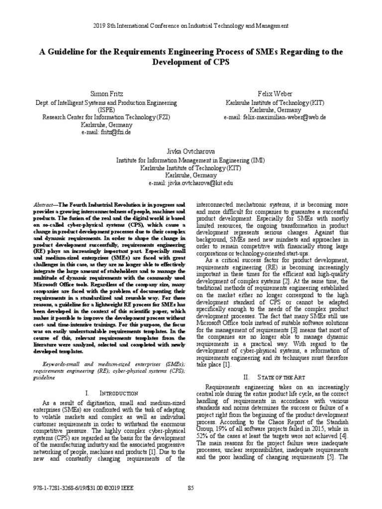 A Guideline For The Requirements Engineering Process of SMEs Regarding ...