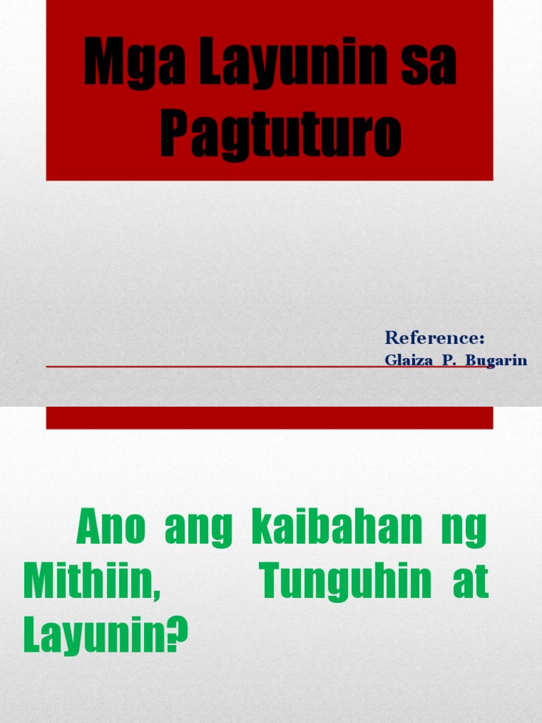 Mga Layunin Sa Pagtuturo | PDF