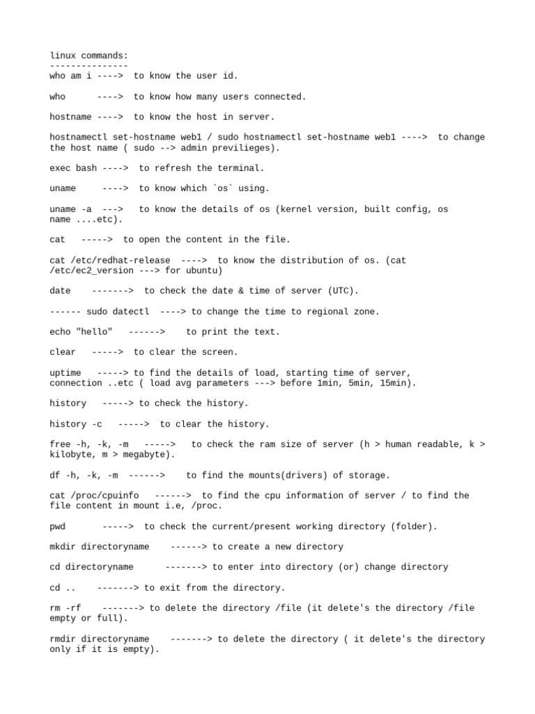 Linux Commands Pdf Computer File Sudo 