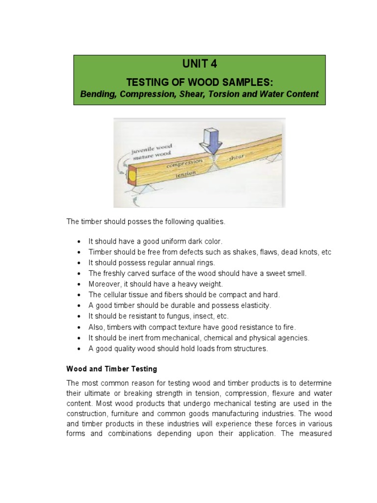 UNIT 3 b.TESTING OF WOOD | Download Free PDF | Strength Of Materials ...