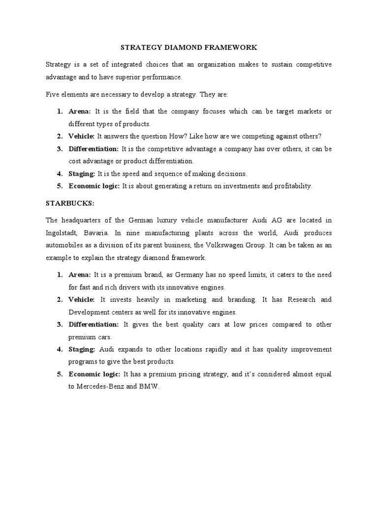 Strategy Diamond Framework of Starbucks | PDF | Business | Finance ...