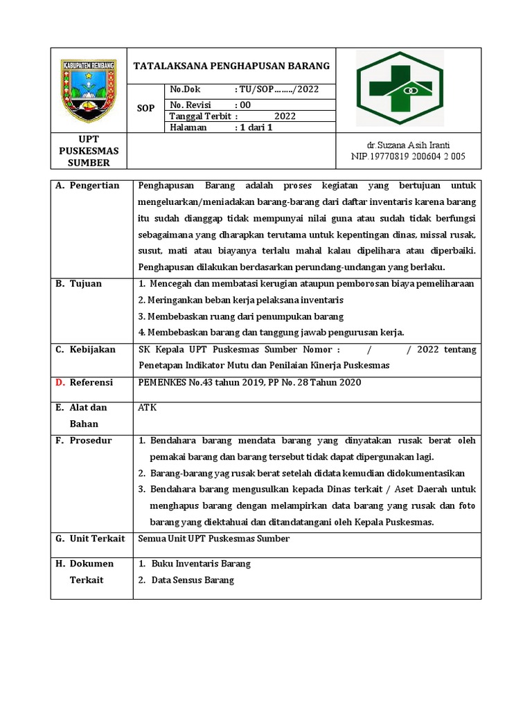 Sop-Penghapusan Barang | PDF