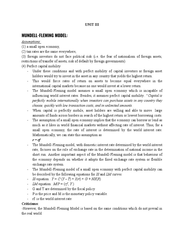Mundell Fleming Model | PDF | Exchange Rate | Political Economy