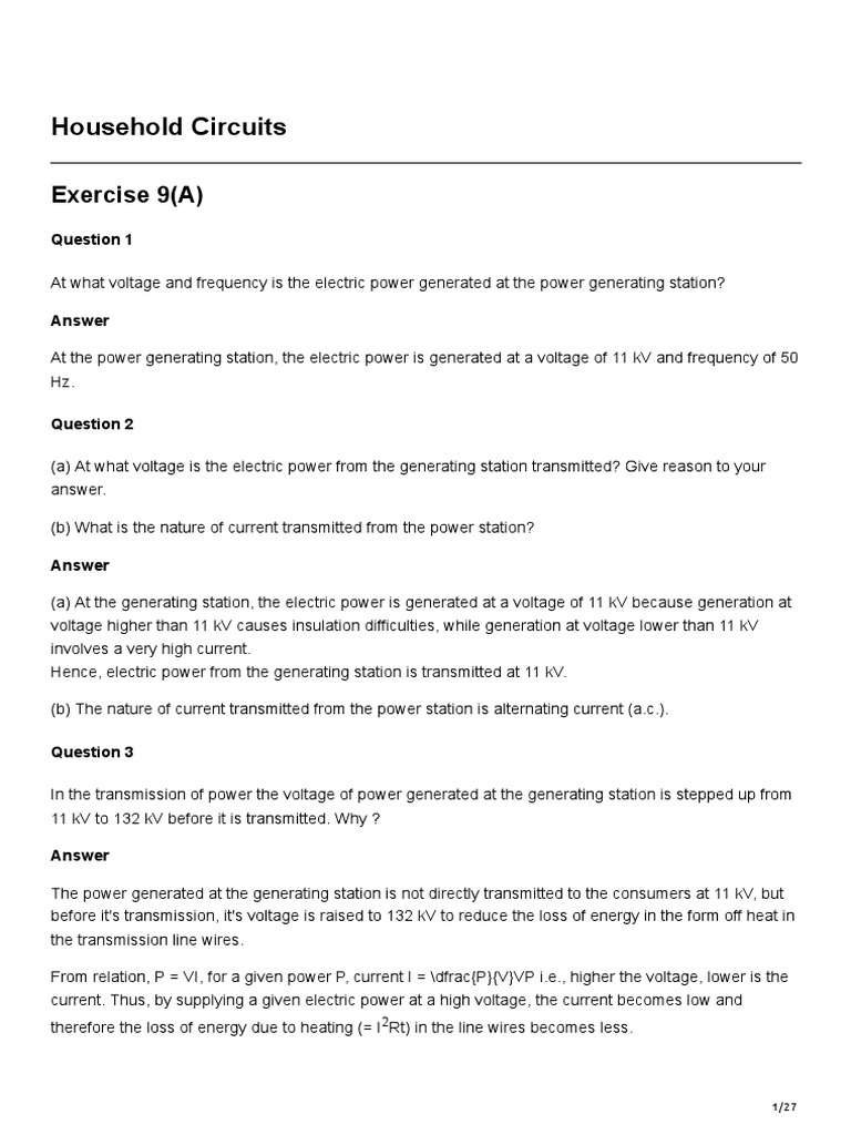 Household Circuit Power Transmission Explained | PDF | Fuse (Electrical) | Ac Power Plugs And ...
