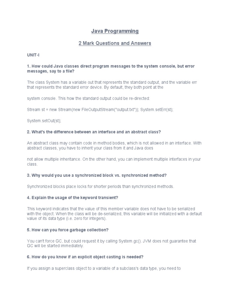 2 Marks Question With Answers Pdf Class Computer Programming Method Computer Programming 8245