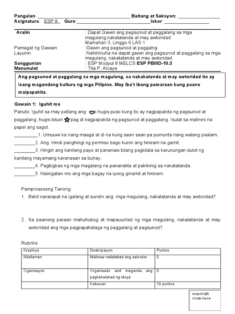 Esp8 - Q2 - Week6 - Las 1 | PDF
