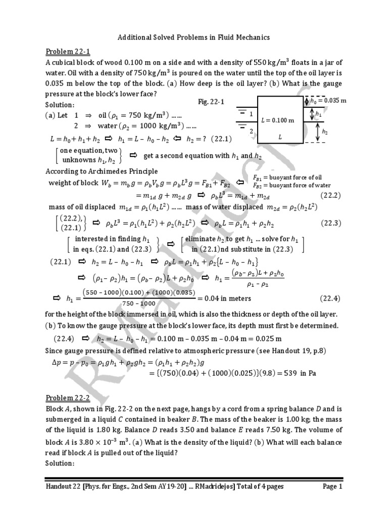 hdt22 Prob Fluids | PDF | Buoyancy | Pressure