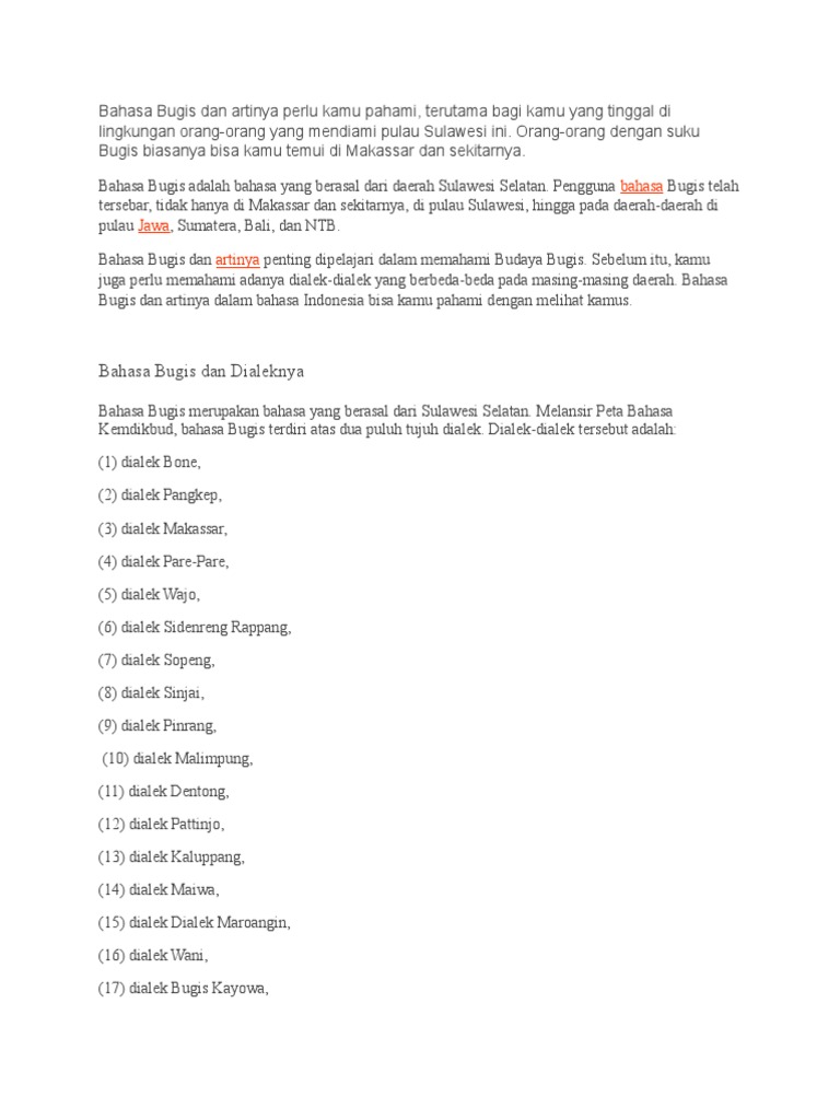 Bahasa Bugis | PDF