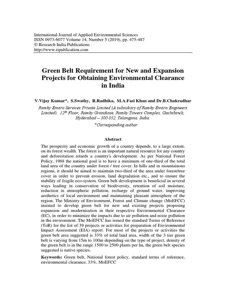 Green Belt PDF | PDF | Environmental Impact Assessment | Leaf