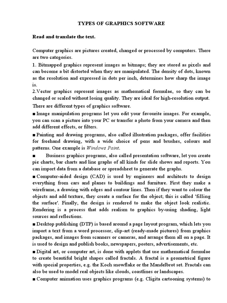 8 Types Of Graphics Software PDF Computer Graphics Shape
