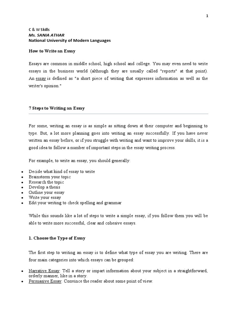 Essay Writing | PDF | Communication | Cognition