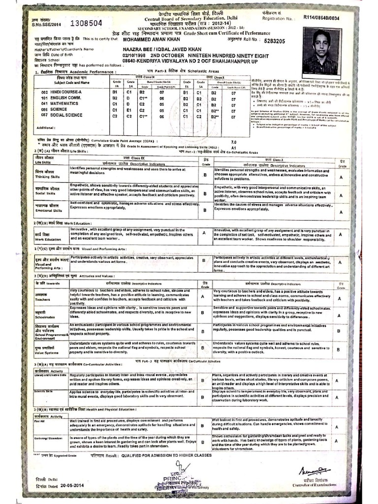 Highschool Marksheet PDF | PDF