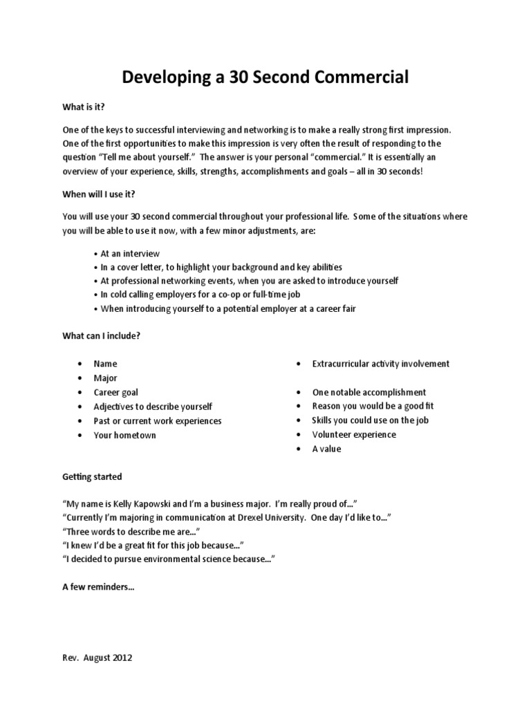 30 Second Commercial | PDF | Cognitive Psychology | Psychological Concepts