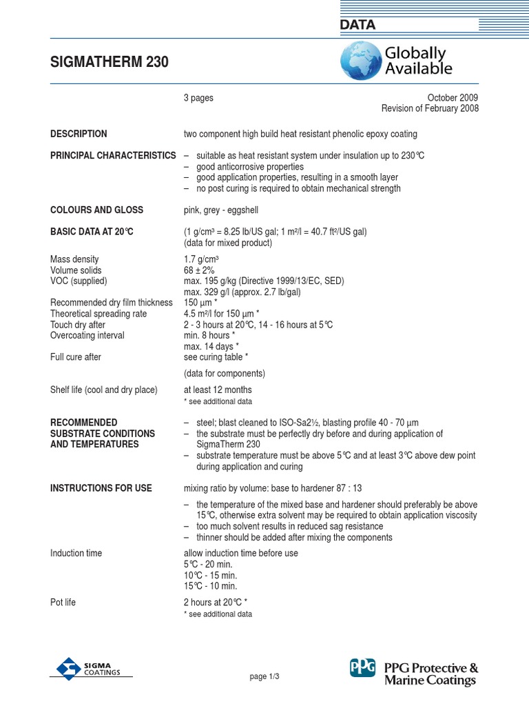 SigmaTherm 230 Heat Resistant Coating | PDF | Paint | Safety