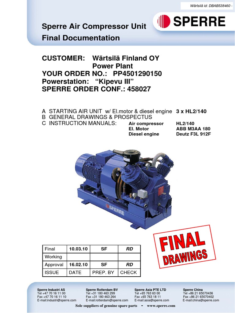 Starting Air Compressor hl2/140 | PDF | Piston | Valve