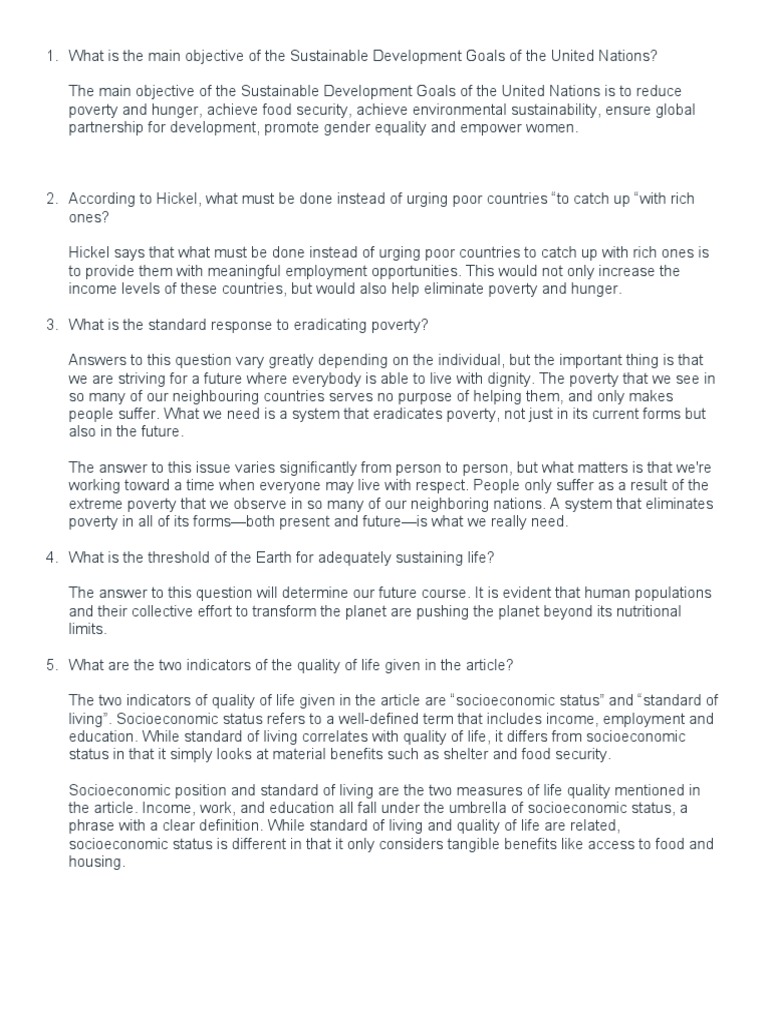 What Is The Main Objective of The Sustainable Development Goals of The ...